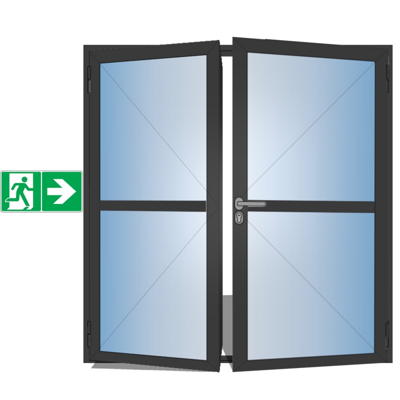 Porte en aluminium 2 vantaux issue de secours sur mesure