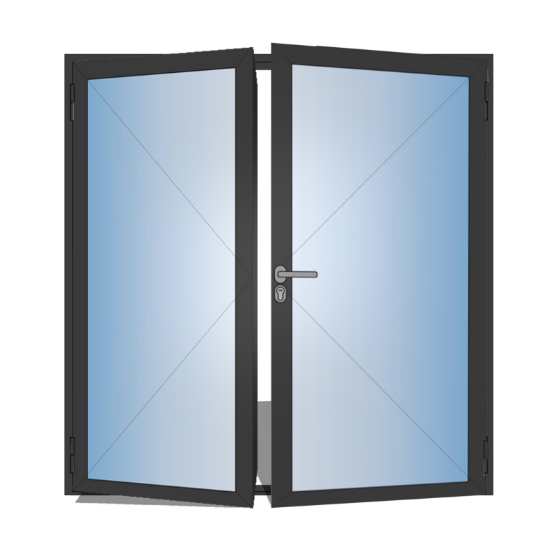 Porte en aluminium 2 vantaux pour magasin et lieu public