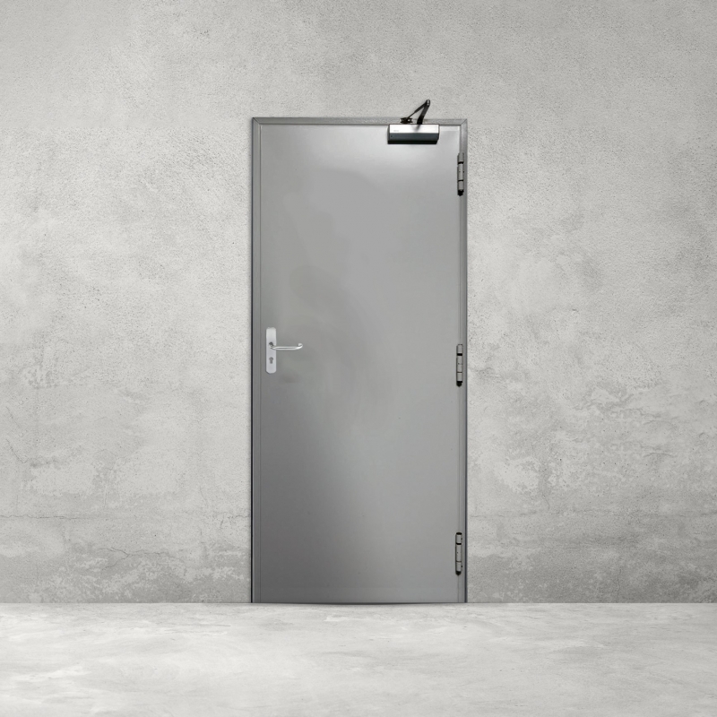 Porte de service en acier 1 vantail RAL 7035