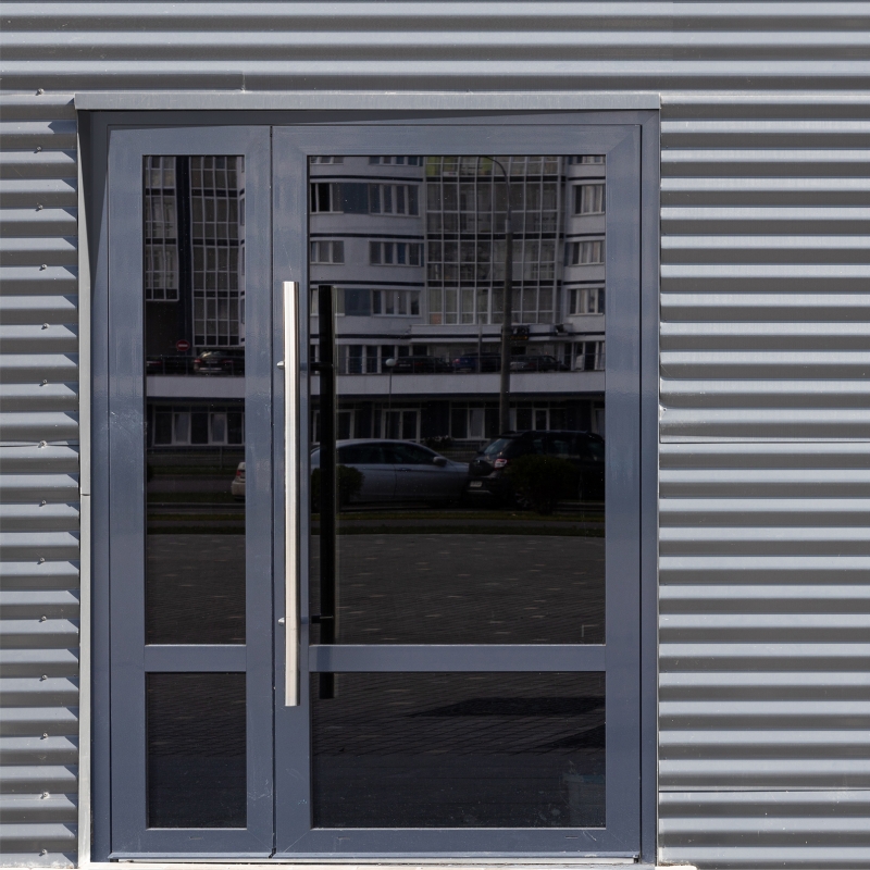 Porte en aluminium 2 vantaux pour magasin et lieu public