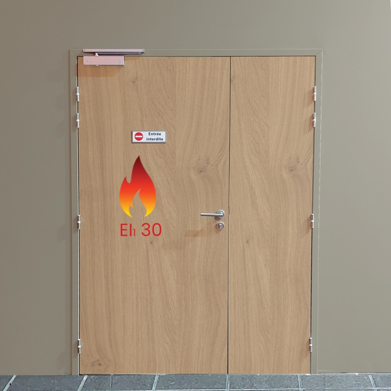 Bloc porte bois 2 vantaux coupe-feu EI30 stratifié