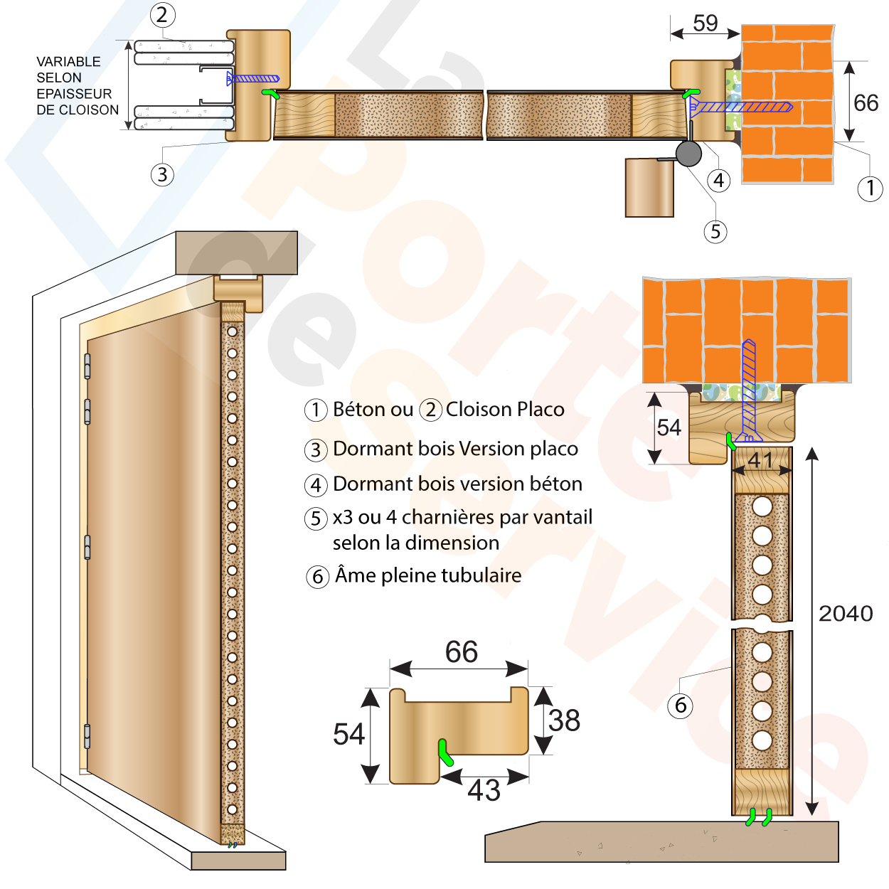 Bloc porte bois 1 vantail tertiaire stratifié